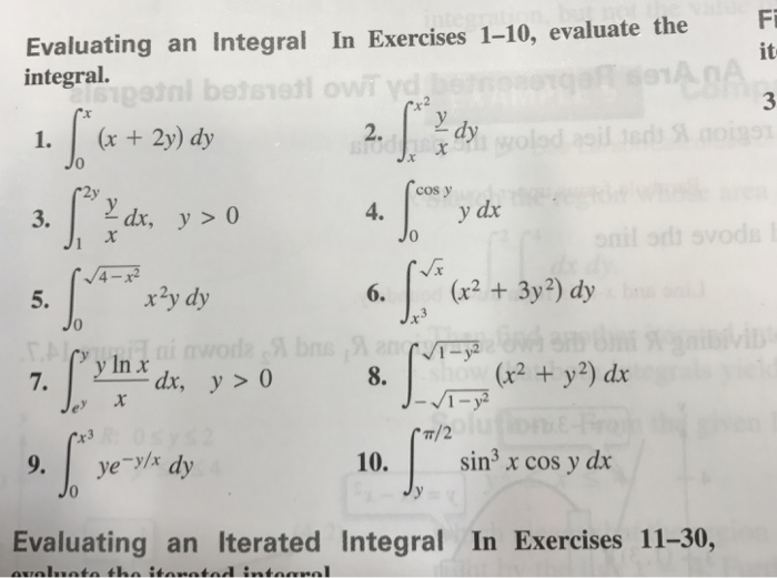 Solved Evaluating an Integral In Exercises 1-10, evaluate | Chegg.com