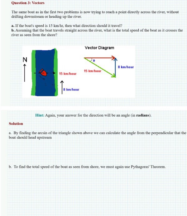 Solved Question 3: Vectors The same boat as in the first two | Chegg.com