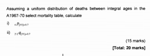 Assuming a uniform distribution of deaths between | Chegg.com