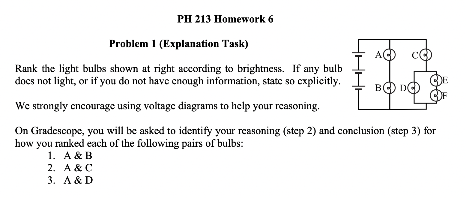 Solved Problem 1 (Explanation Task) Rank the light bulbs | Chegg.com