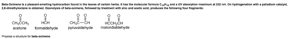 Solved Beta-Ocimene is a pleasant-smelling hydrocarbon found | Chegg.com