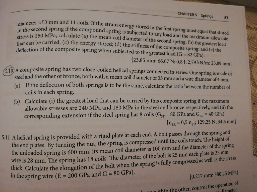 Solved CHAPTER 5 Springs 83 3 mm and 11 coils. If the strain | Chegg.com