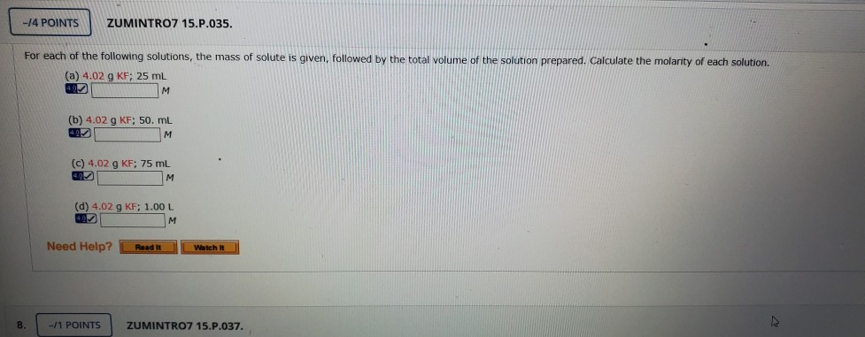 Solved How many moles of the indicated solute does each of | Chegg.com