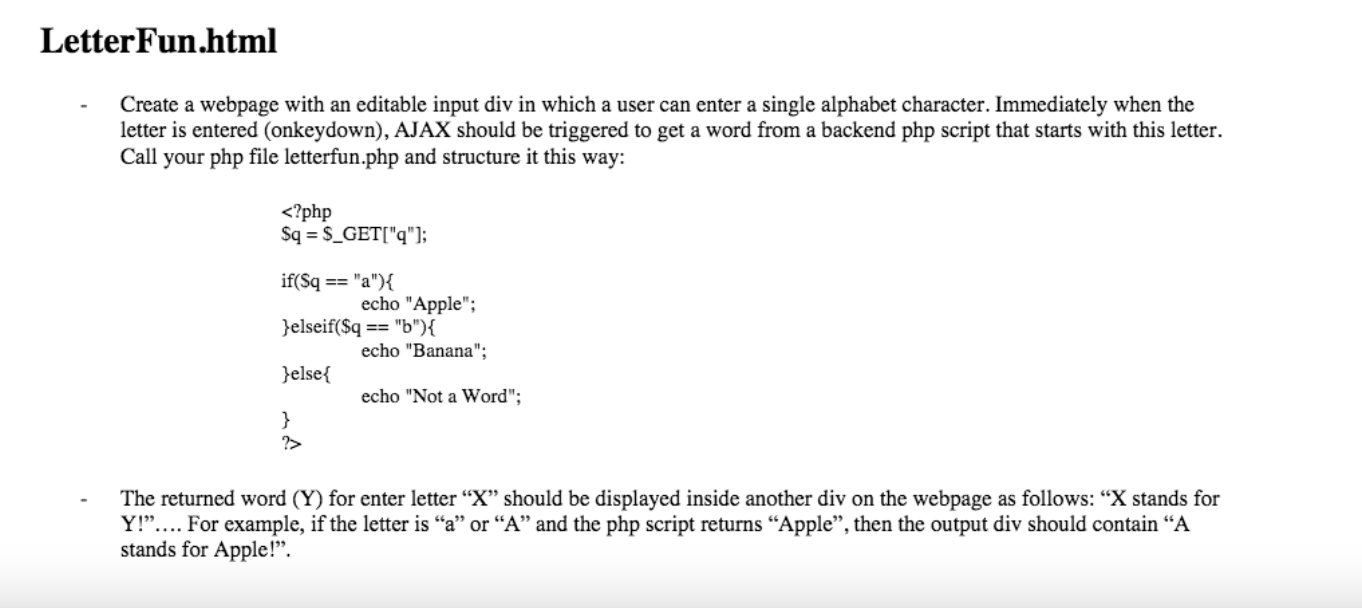 Solved Letter Fun.html Create a webpage with an editable | Chegg.com