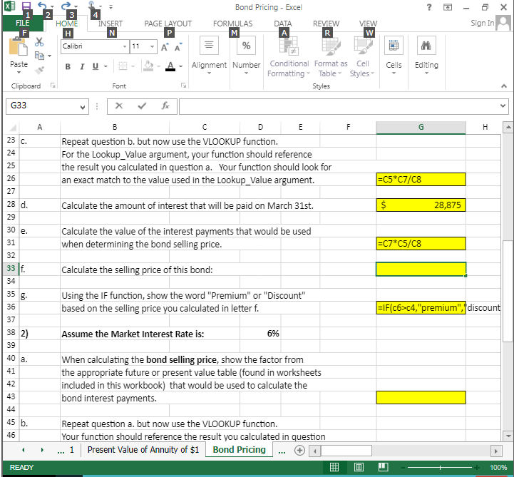 Solved x XBS ? 9 1 r X Bond Pricing - Excel FORMULAS DATA | Chegg.com