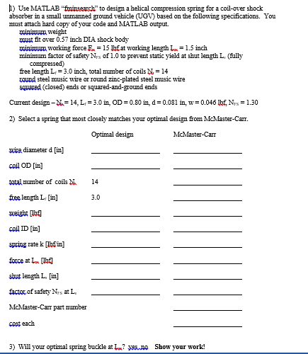 Use MATLAB "fmineearch" to design a helical | Chegg.com