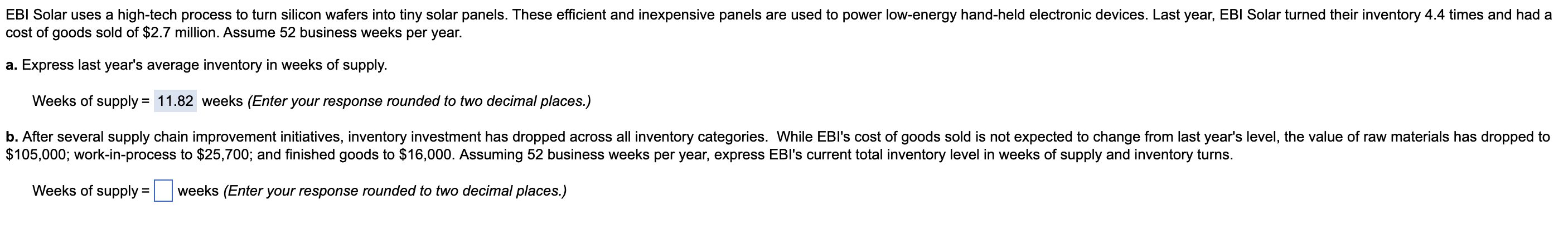 Solved EBI Solar uses a high-tech process to turn silicon | Chegg.com