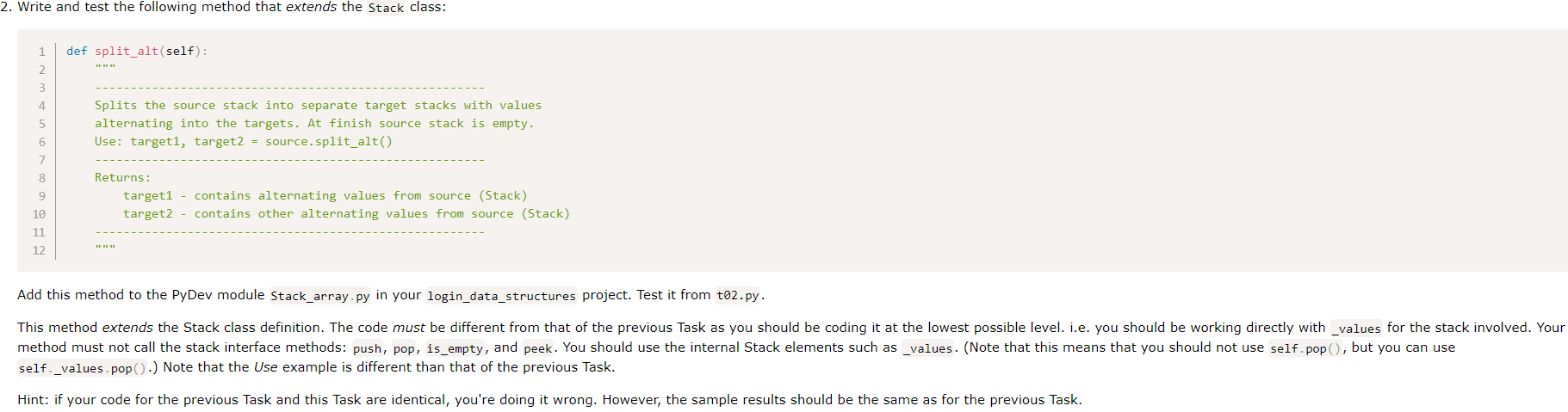 Solved Add this method to the PyDev module Stack_array.py in | Chegg.com