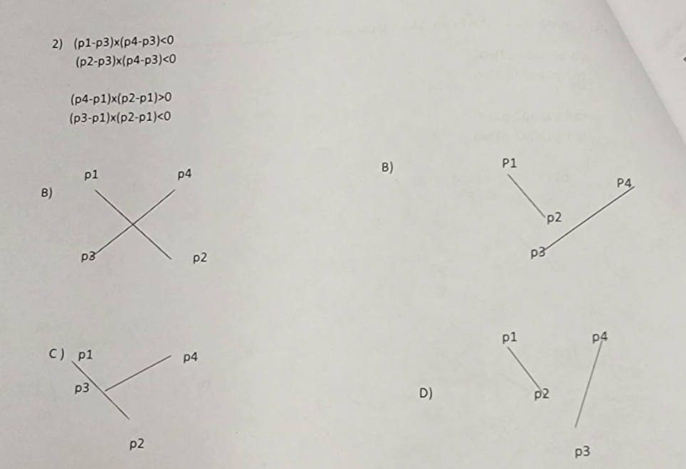 Solved 2) (p1-p3)x(p4-p3)
