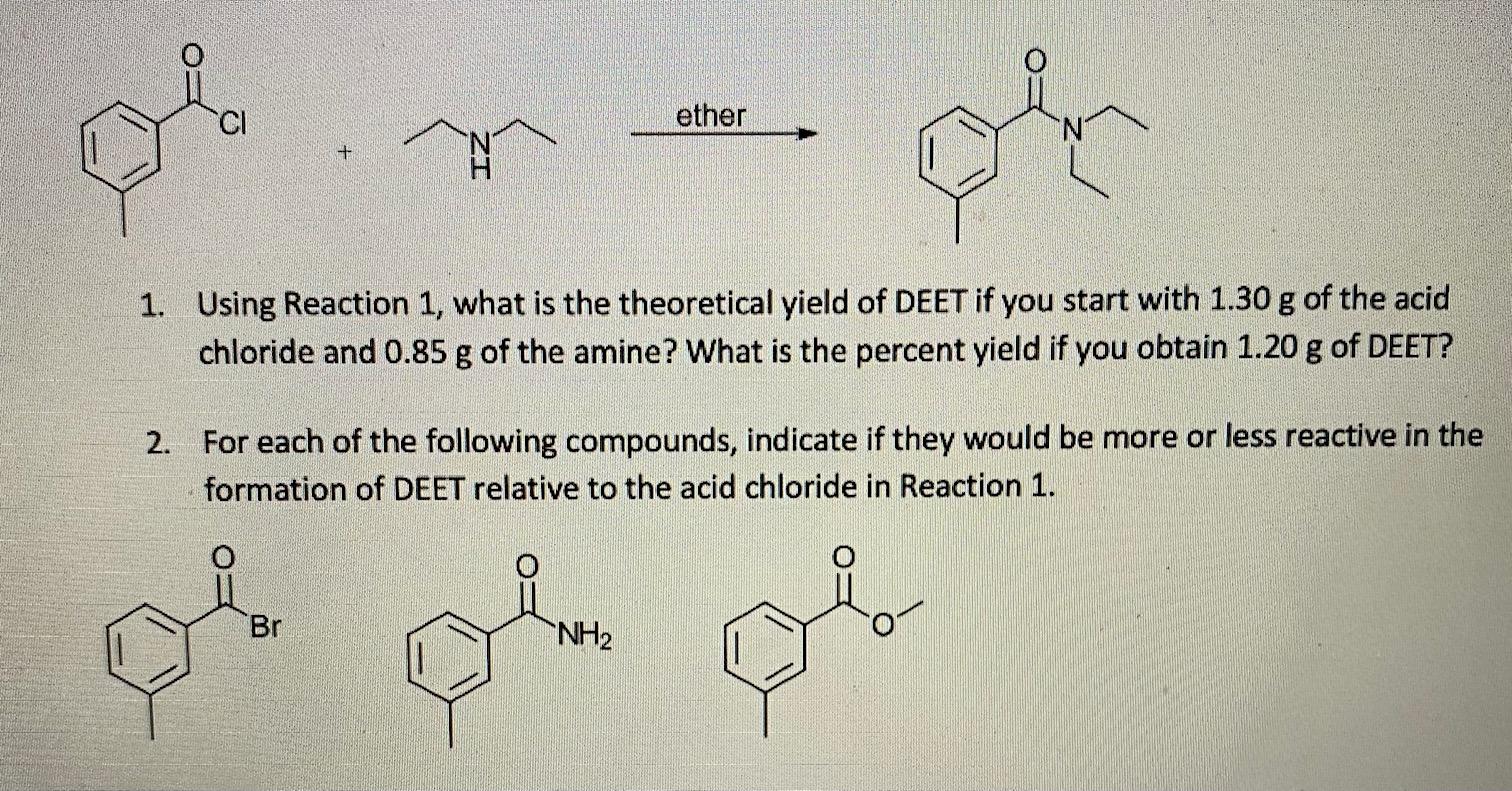 Solved ether 1. Using Reaction 1, what is the theoretical | Chegg.com