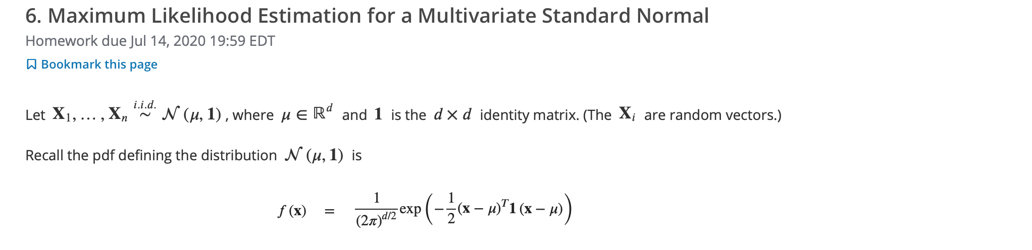 Solved 6. Maximum Likelihood Estimation for a Multivariate | Chegg.com