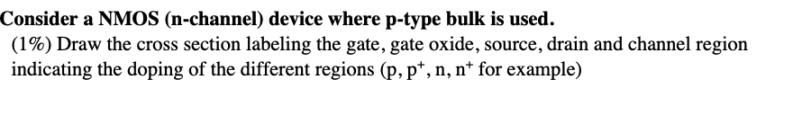 Solved Consider a NMOS (n-channel) device where p-type bulk | Chegg.com