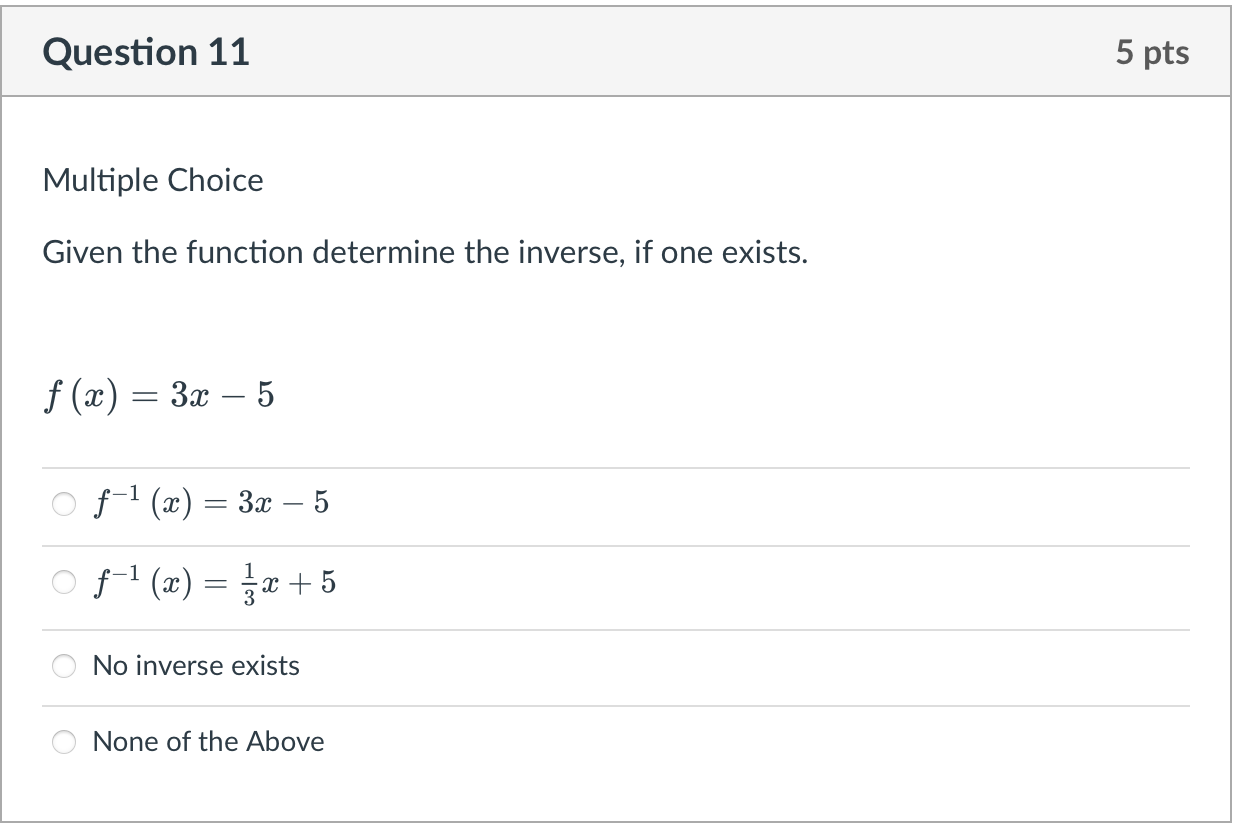 Solved Question 11 5 pts Multiple Choice Given the function | Chegg.com