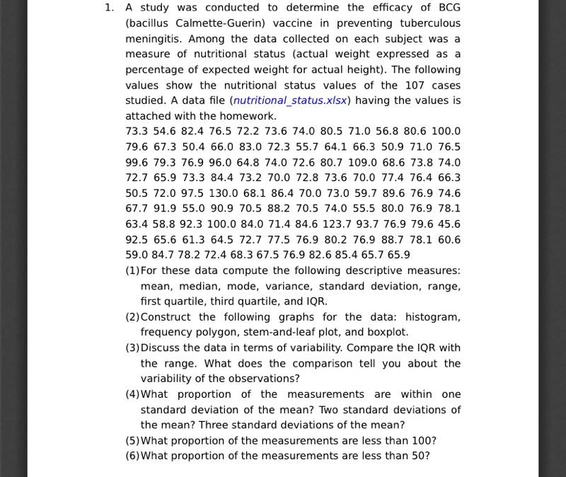 Solved A study was conducted to determine the efficacy of | Chegg.com