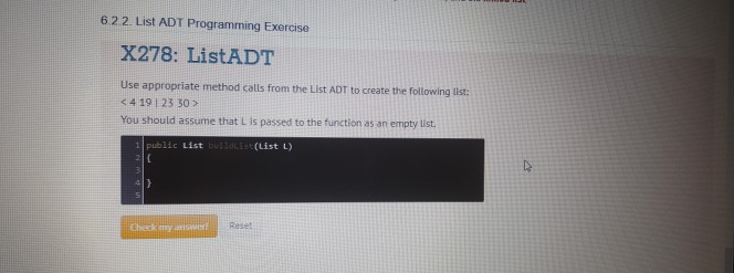 Solved 622 List Adt Programming Exercise X278 Listadt