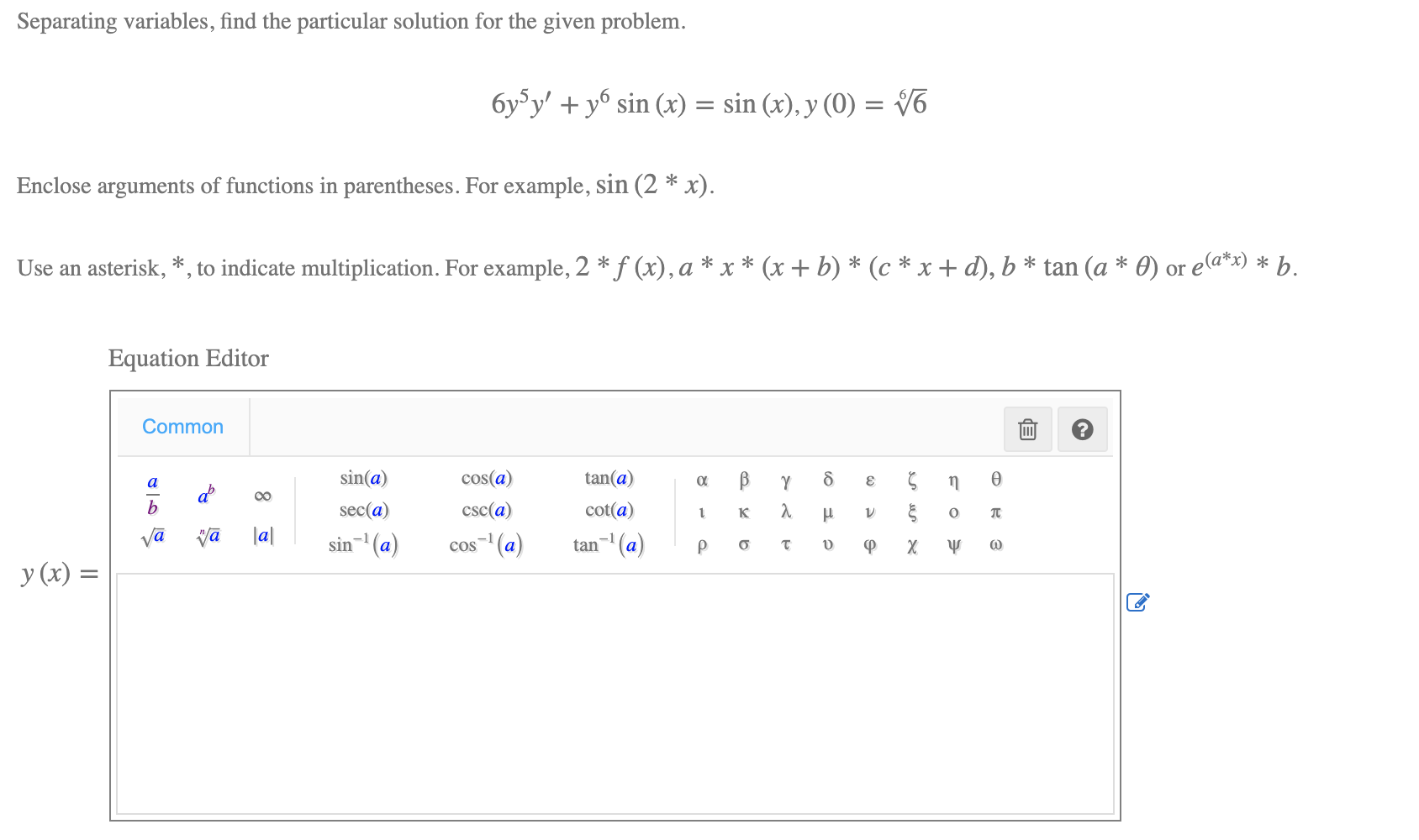 Solved Separating variables, find the particular solution | Chegg.com
