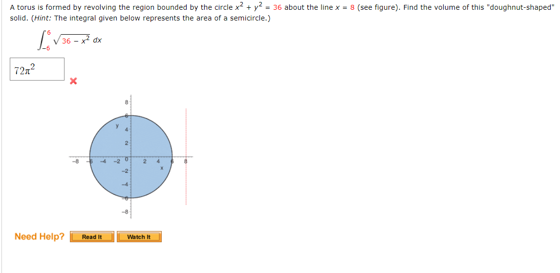 Solved A torus is formed by revolving the region bounded by | Chegg.com