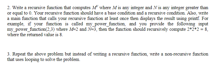 Solved 2 Write A Recursive Function That Computes M Where M 3481