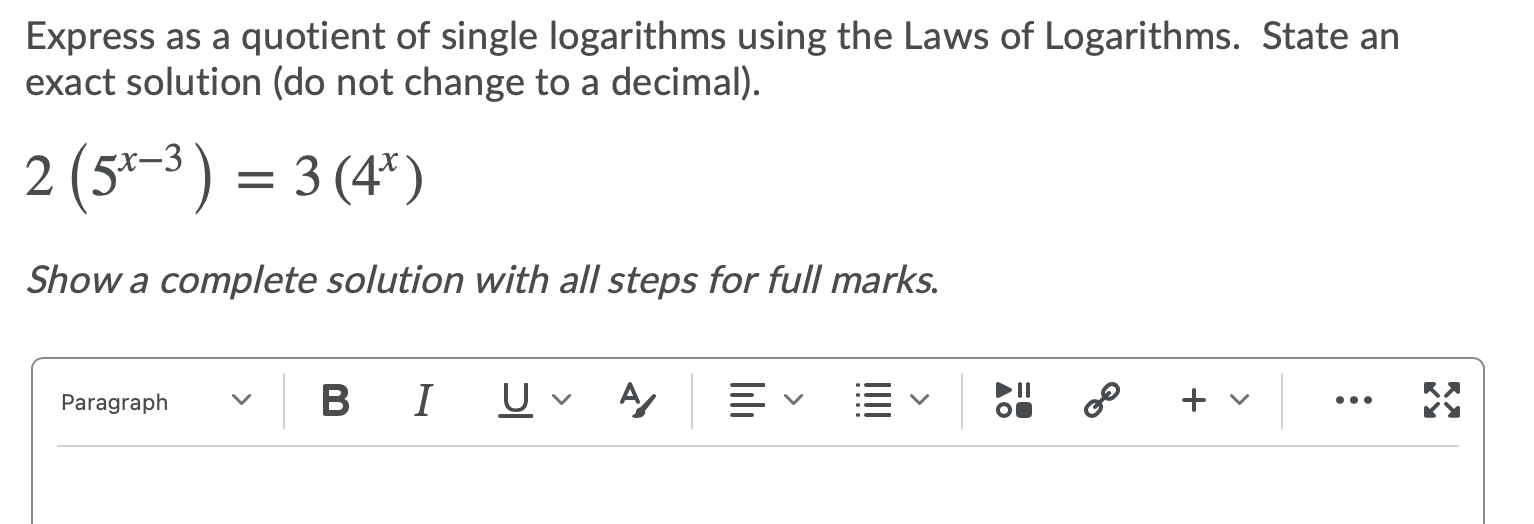 Solved Express as a quotient of single logarithms using the | Chegg.com