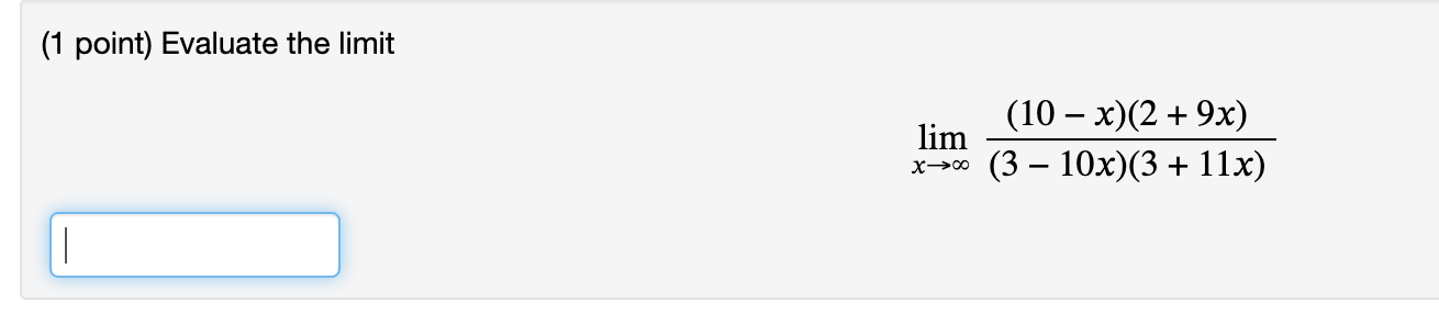 Solved (1 ﻿point) ﻿Evaluate the | Chegg.com