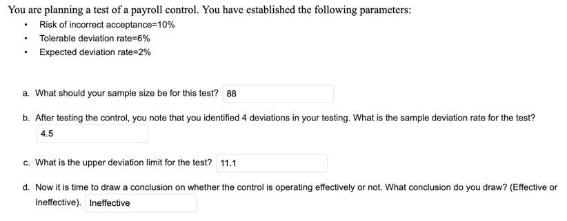 You are planning a test of a payroll control. You | Chegg.com