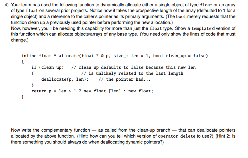 Solved c++ question Please template this function to | Chegg.com