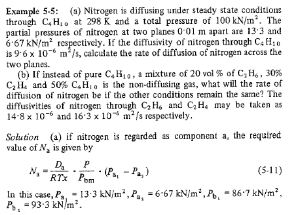 Solved Example 5-5: (a) Nitrogen is diffusing under steady | Chegg.com