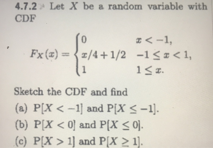 Solved 472 Let X Be A Random Variable With Cdf Fx Z