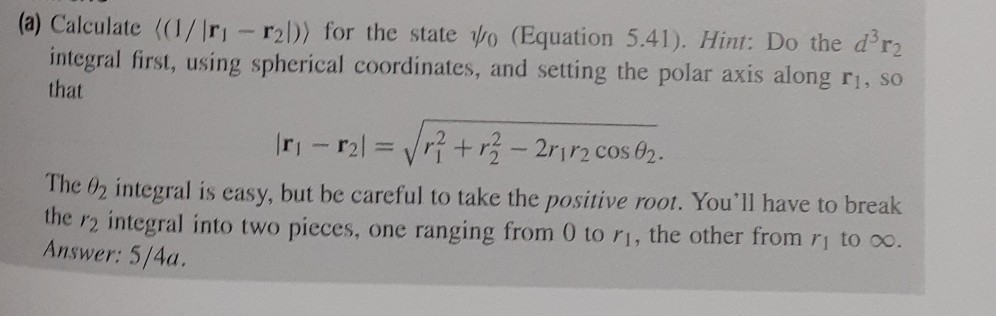 Solved (a) Calculate ((1/lri - r2D) for the state vo | Chegg.com