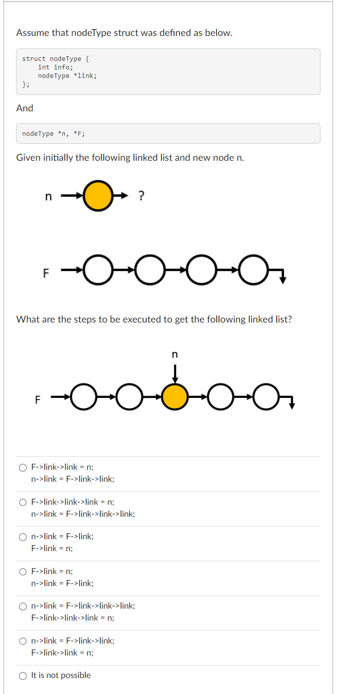 Solved Assume that nodeType struct was defined as below. | Chegg.com