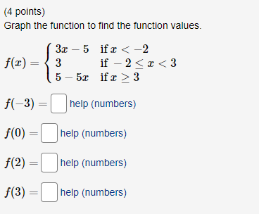 Solved (4 points) Graph the function to find the function | Chegg.com