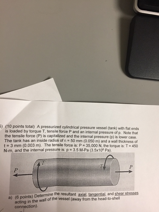 Solved A pressurized cylindrical pressure vessel (tank) with | Chegg.com