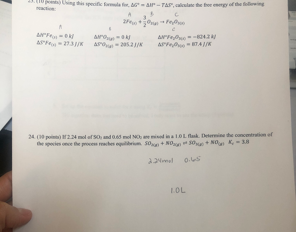 Solved 23. (10 points) Using this specific formula for, AGⓇ | Chegg.com