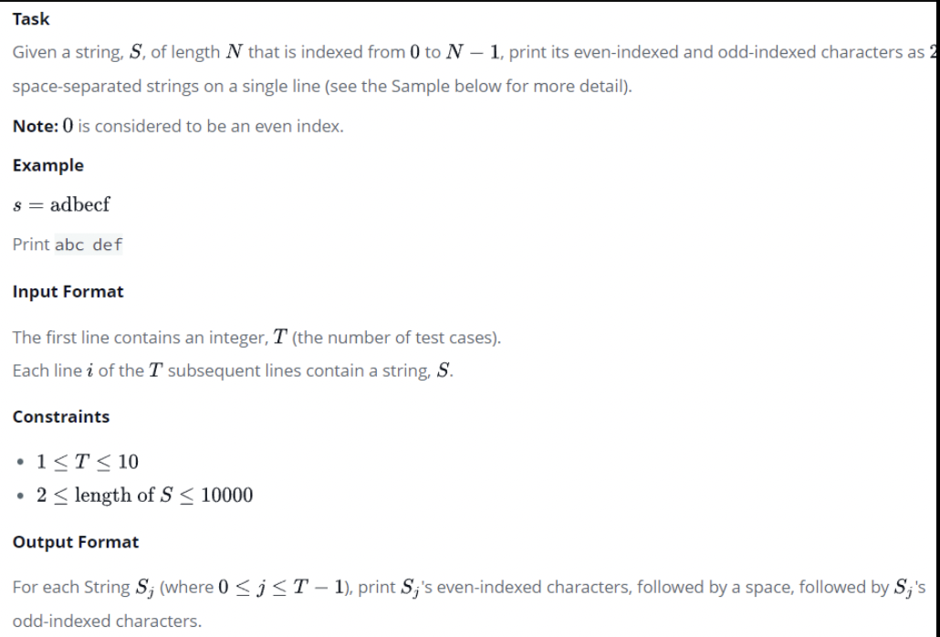Solved Task Given a string, S, of length N that is indexed | Chegg.com Solved Task Given a string, S, of length N that is indexed | Chegg.com