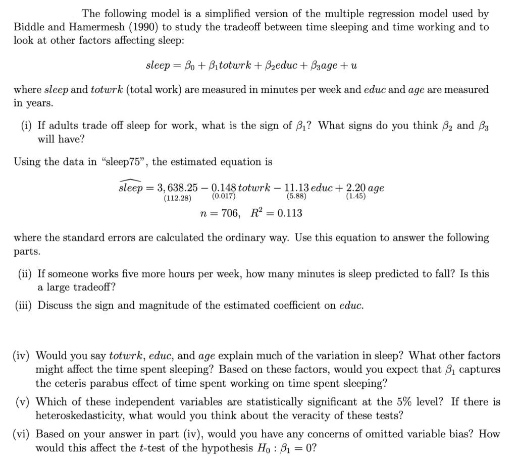 Solved The following model is a simplified version of the | Chegg.com