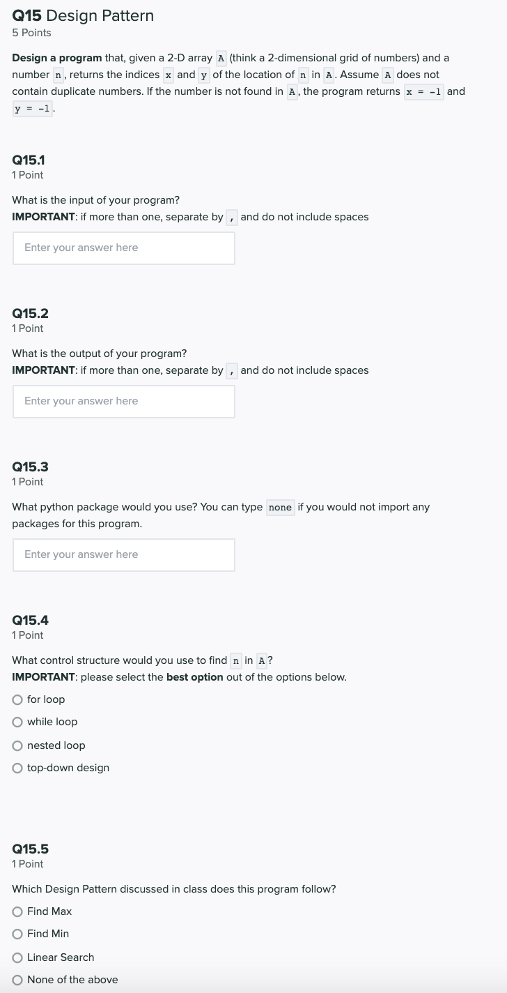 Solved Q15 Design Pattern 5 Points Design a program that, | Chegg.com