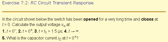 Solved Exercise 7.2: RC Circuit Transient Response In the | Chegg.com
