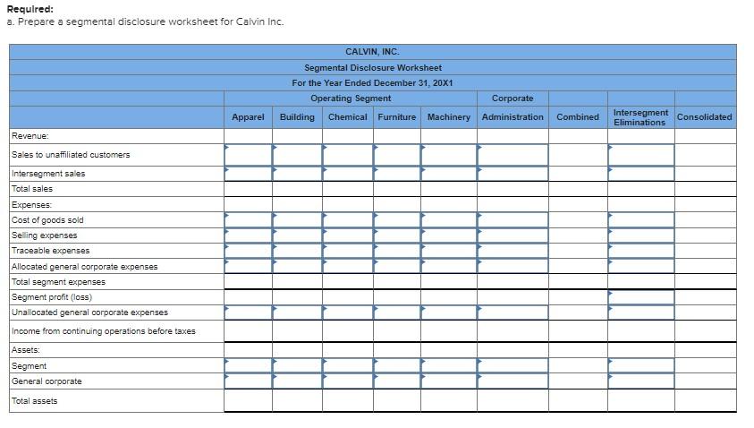 Solved P13-14 Segment Reporting Worksheet and Schedules LO | Chegg.com