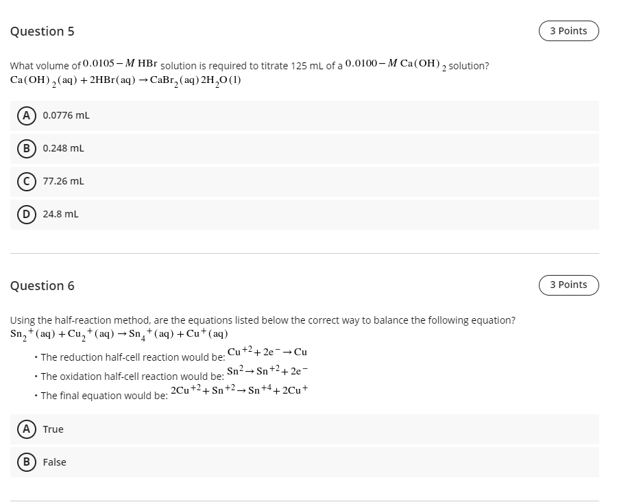 Solved Question 5 What volume of 0.0105-M HBr solution is | Chegg.com