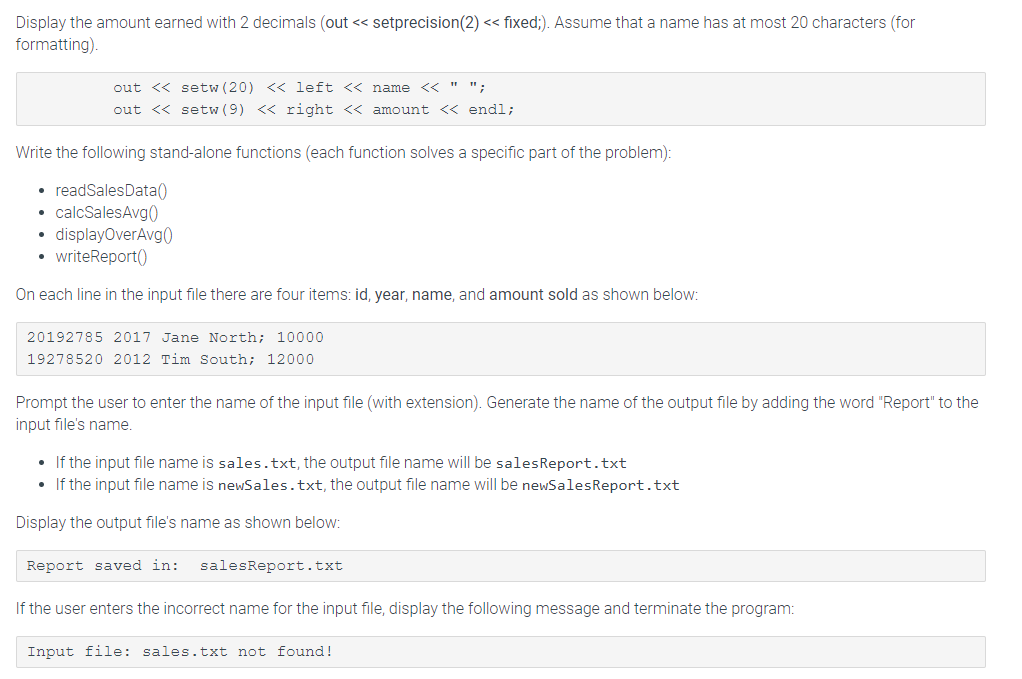 Solved Lab: Sales Class - Process an Array of Sales objects | Chegg.com