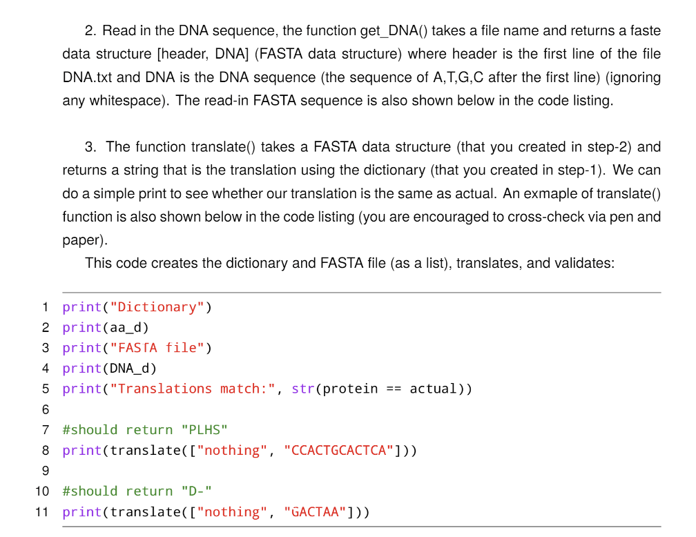 Solved Our main task is to take the DNA (by reading DNA.txt) | Chegg.com