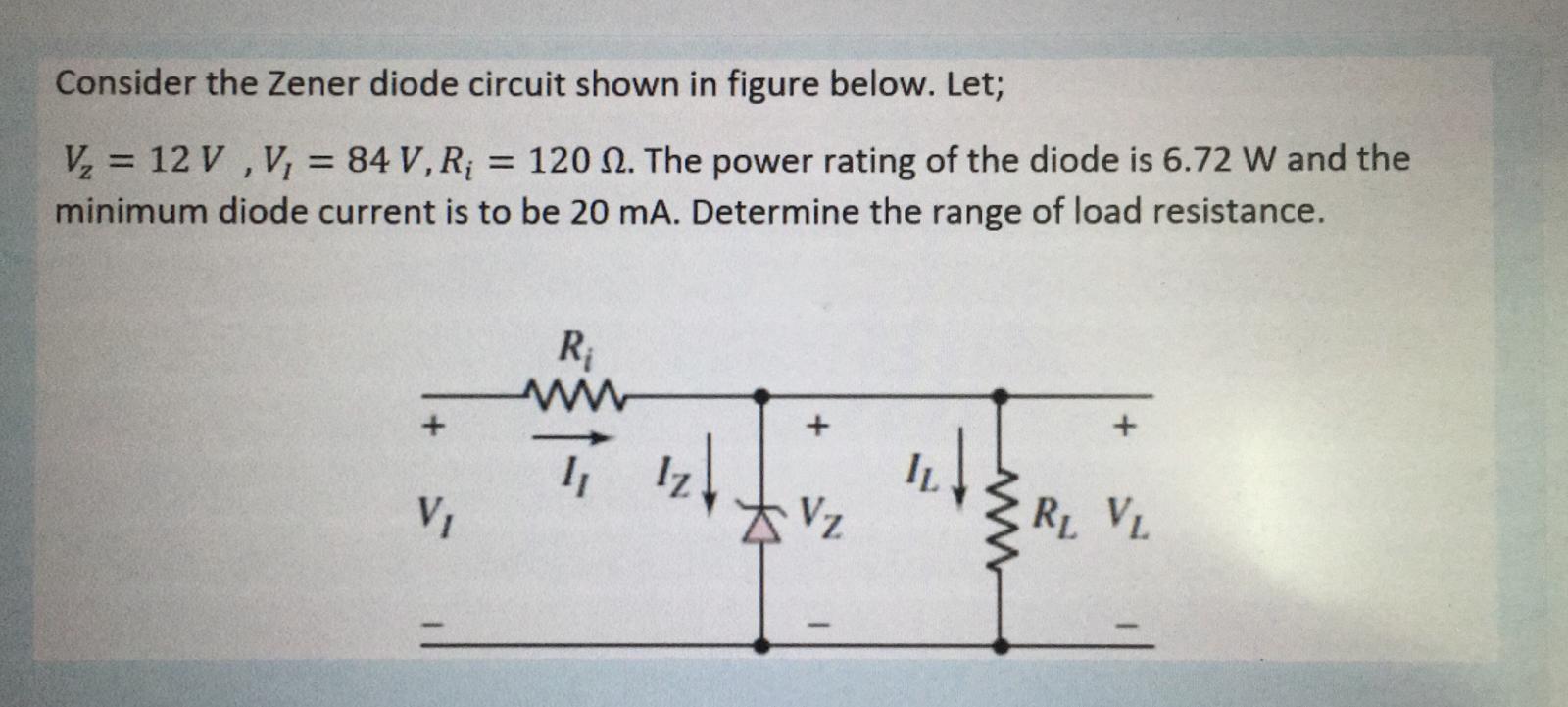 Solved Consider the Zener diode circuit shown in figure | Chegg.com