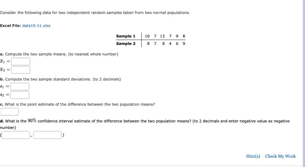 Solved Consider the following data for two independent | Chegg.com