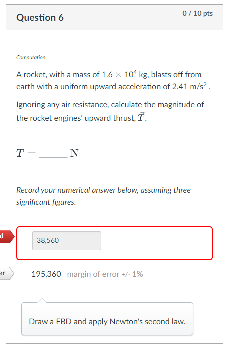 Solved Computation. A rocket, with a mass of 1.6×104 kg, | Chegg.com