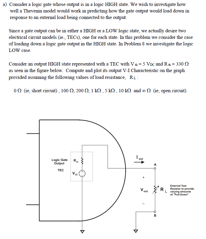 Solved a) Consider a logic gate whose output is in a logic | Chegg.com
