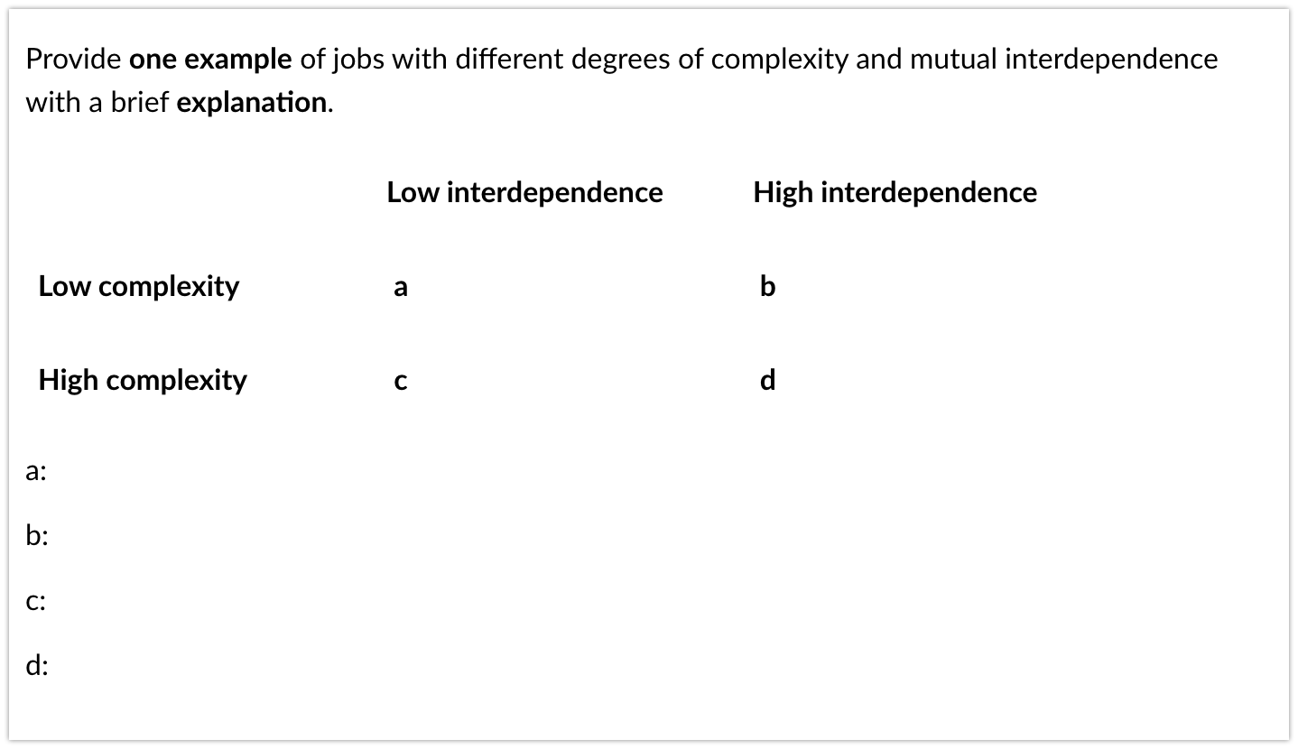 Solved Provide one example of jobs with different degrees of | Chegg.com
