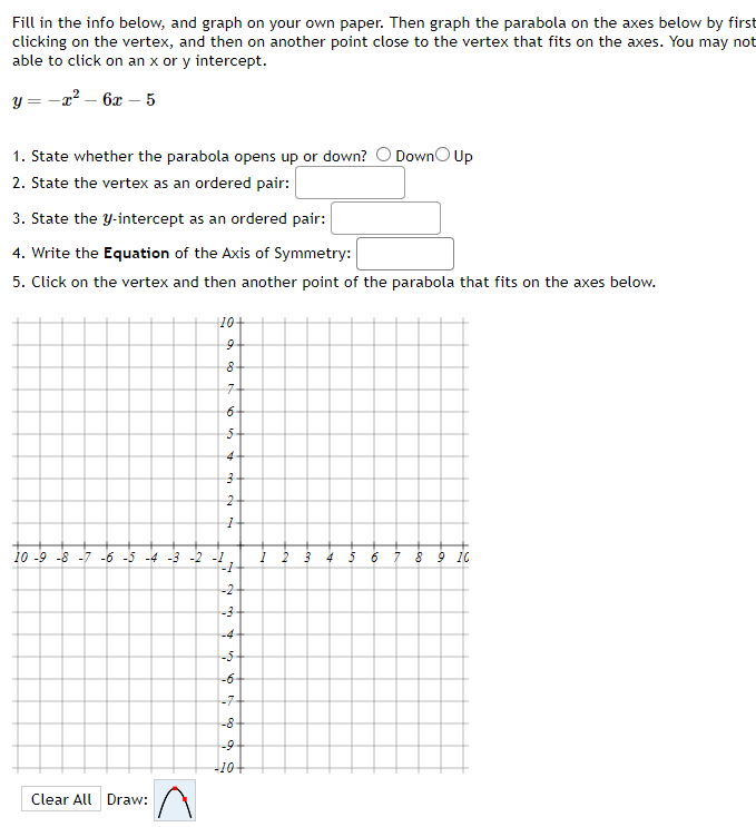 Fill in the info below, and graph on your own paper. | Chegg.com