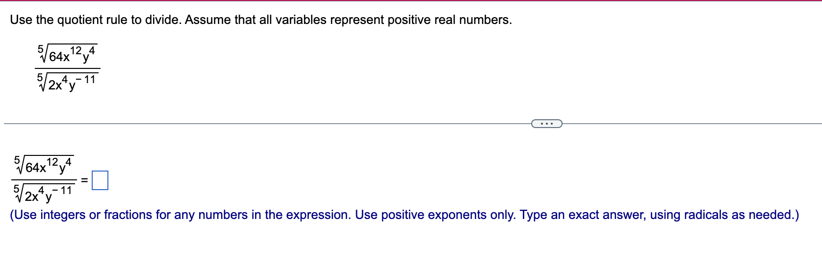 Solved Use the quotient rule to divide. Assume that all | Chegg.com