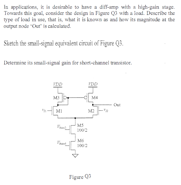Solved In applications, it is desirable to have a diff-amp | Chegg.com