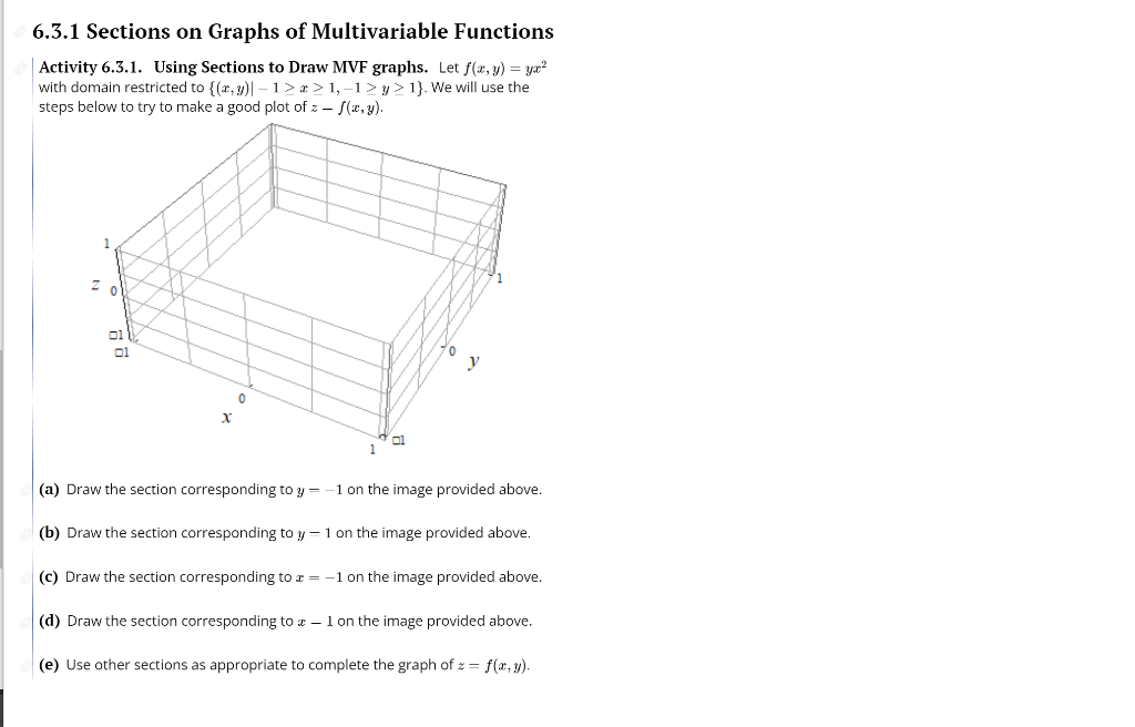 Solved 6.3.1 Sections on Graphs of Multivariable Functions | Chegg.com